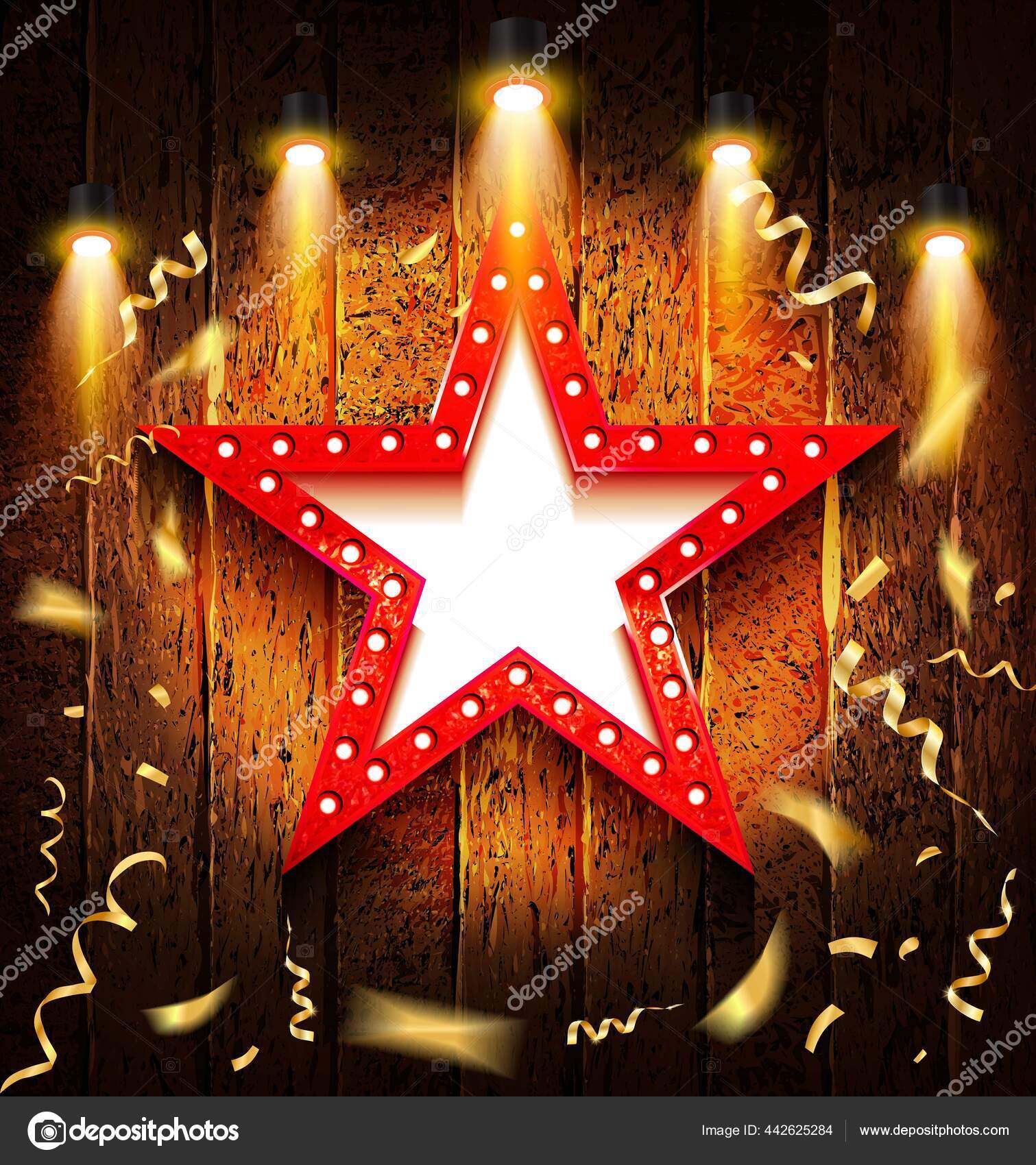 Symbol Big Red Star Spotlight Vintage Brick Wall Vector Illustration ...