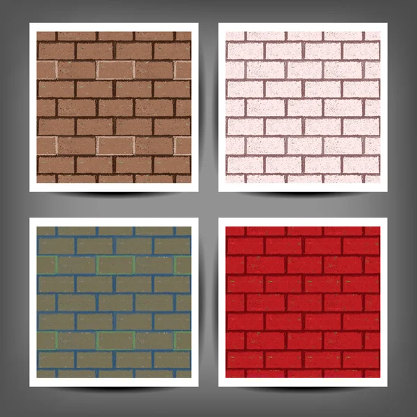 Set of vector brick wall seamless backgrounds. Realistic color brick ...