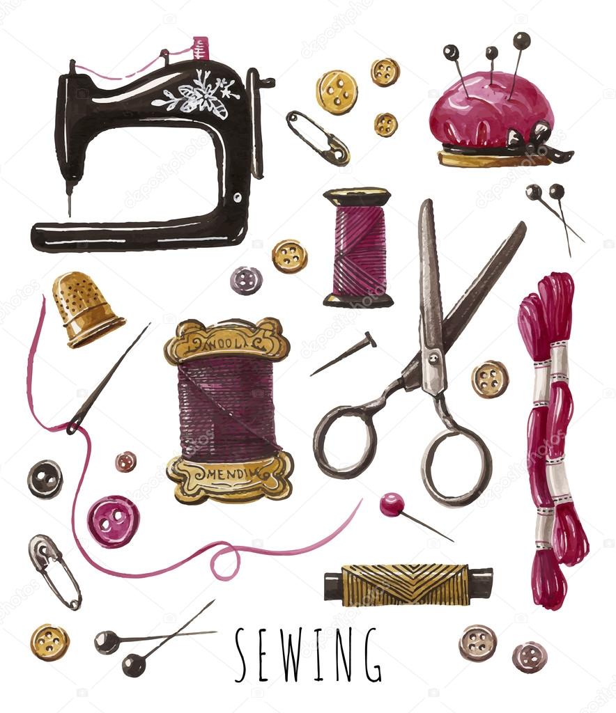Vintage Sewing work. Stock Vector by ©YanaFefelova 96970806