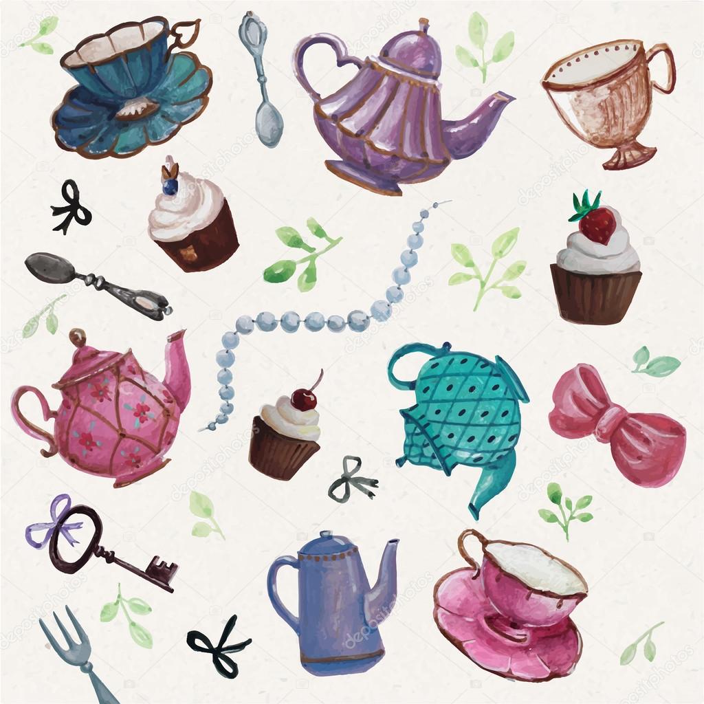 Elegant tea time set. Stock Vector Image by ©YanaFefelova #96971280