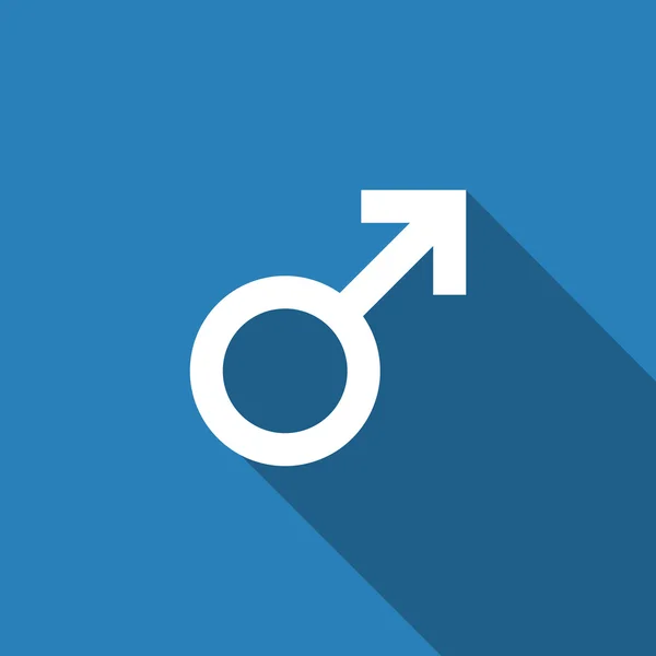 Male icon - Mars vector symbol with shadow on a blue background Stock ...