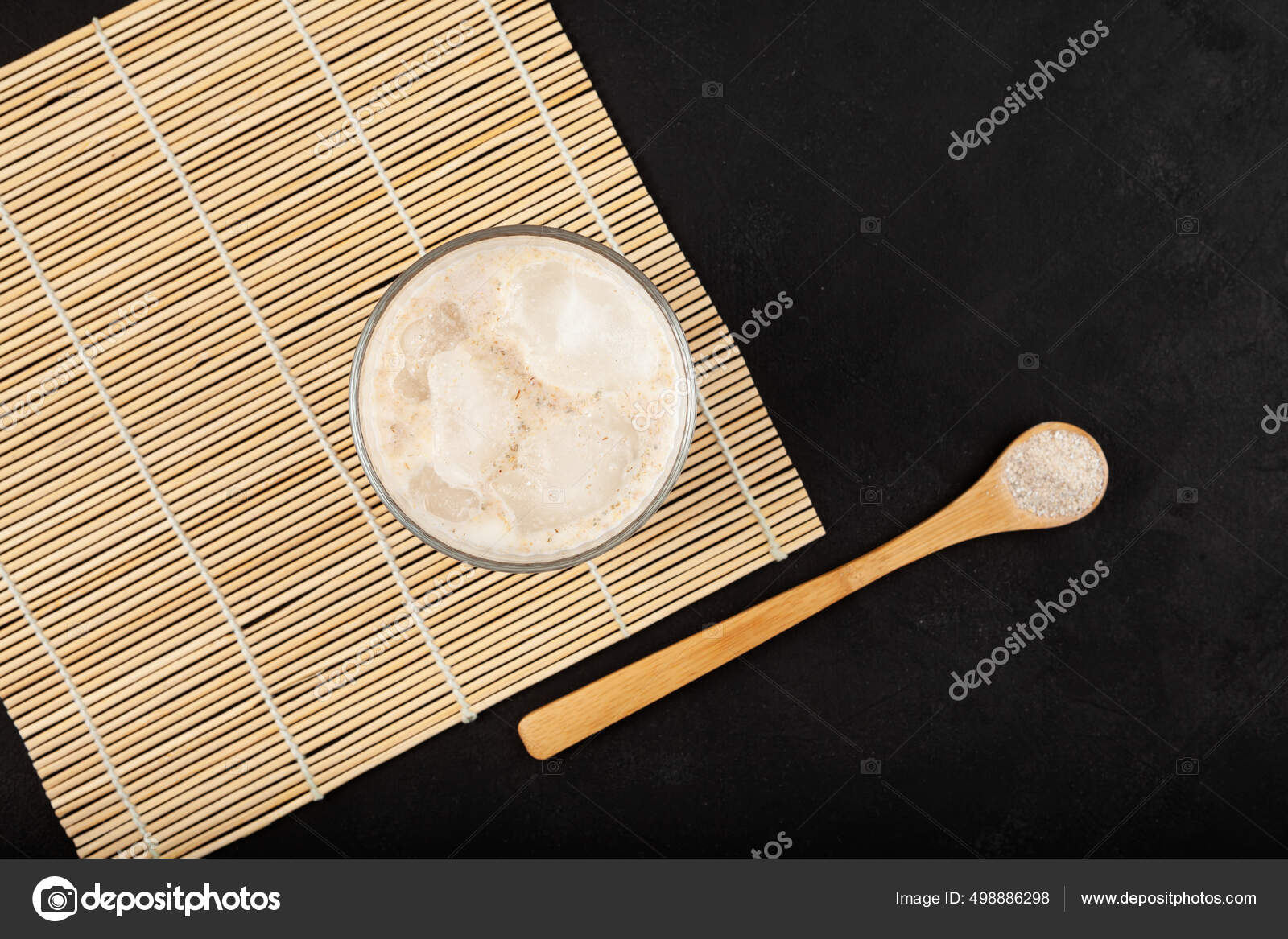 Misutgaru Misugaru Latte Drink Dark Background Top View Popular Korean ...