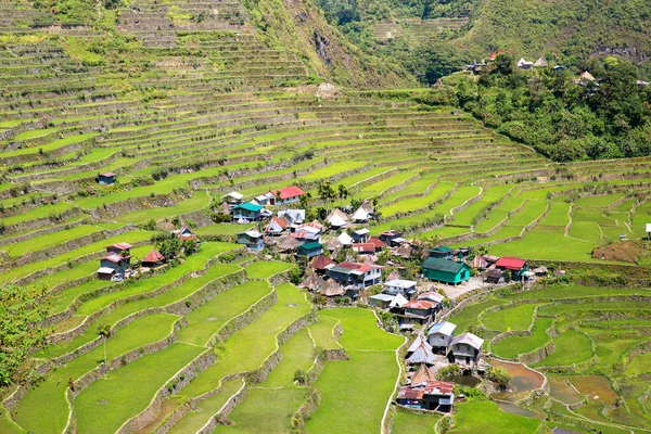 Rice terraces in the Philippines. The village is in a valley amo ...