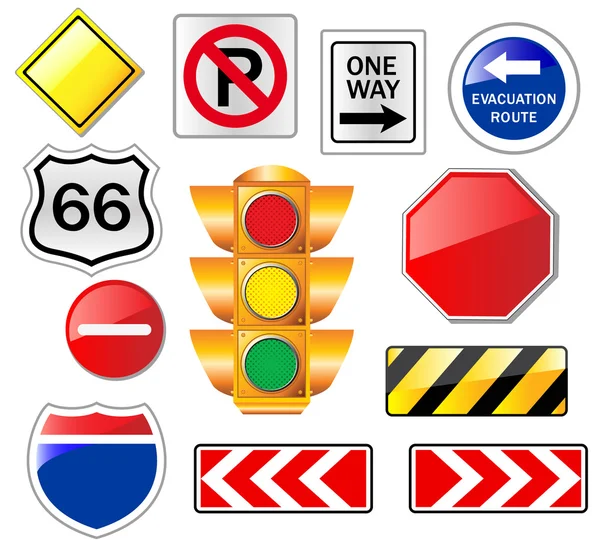 Map And Traffic Signs And Symbols — Stock Vector © fizzgig #1507491