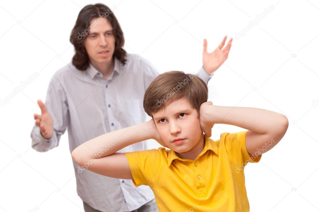 Man shouting at a small boy who is not listening Stock Photo by ...