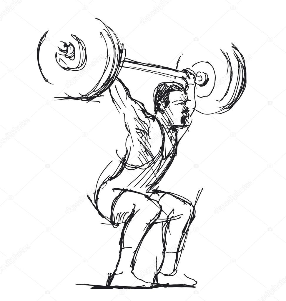 Hand sketch weightlifter ⬇ Vector Image by © onot | Vector Stock 100476434