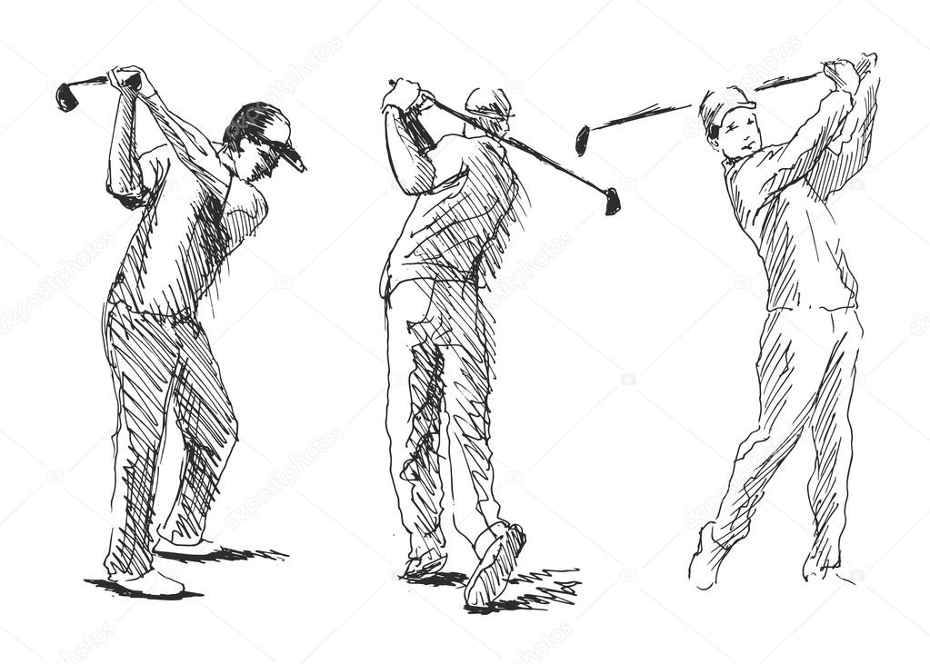 Vector Set Sketch Golfer Stock Vector By ©onot 73650225