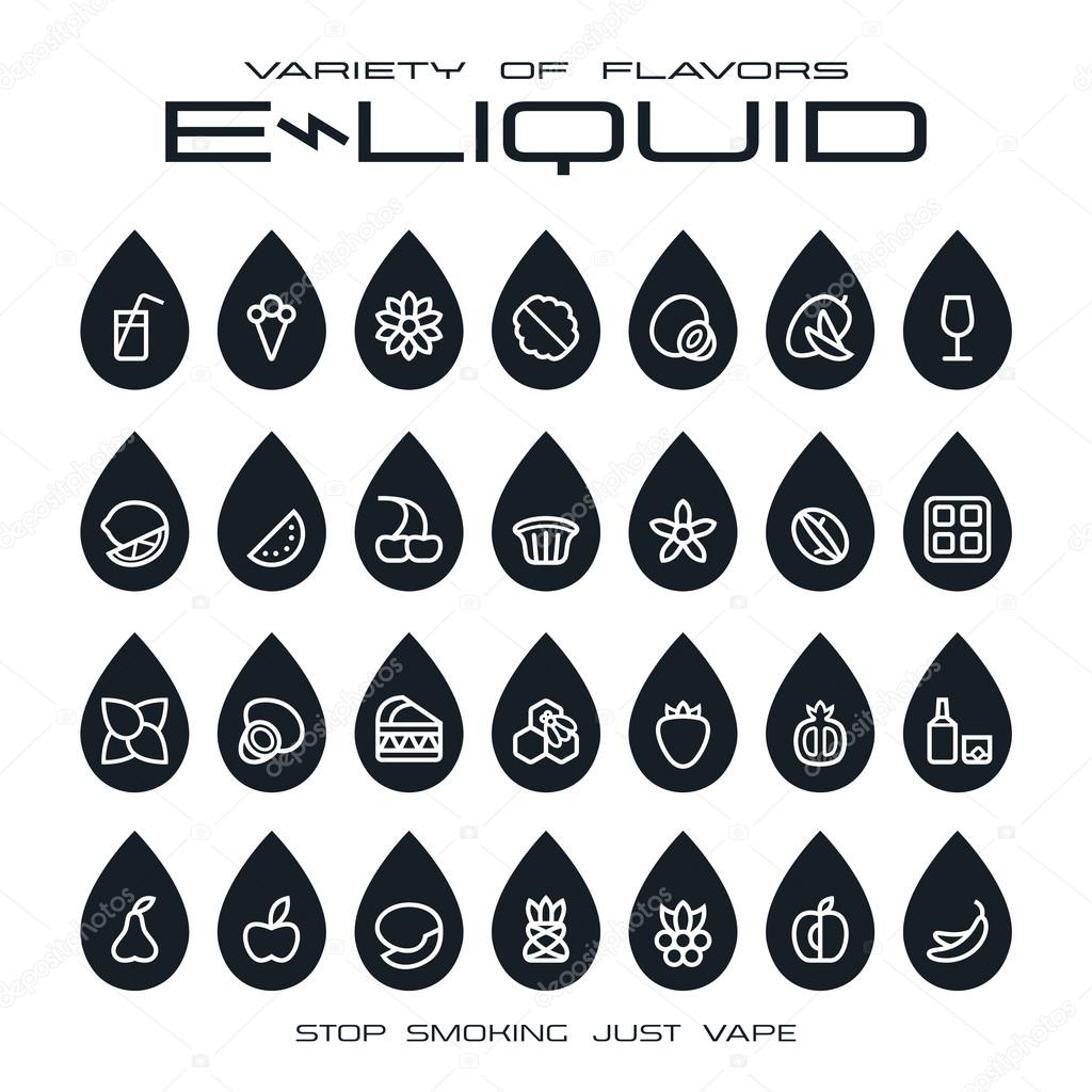 Vape shop e-liquid flavors icons set ⬇ Vector Image by © Neuevector ...