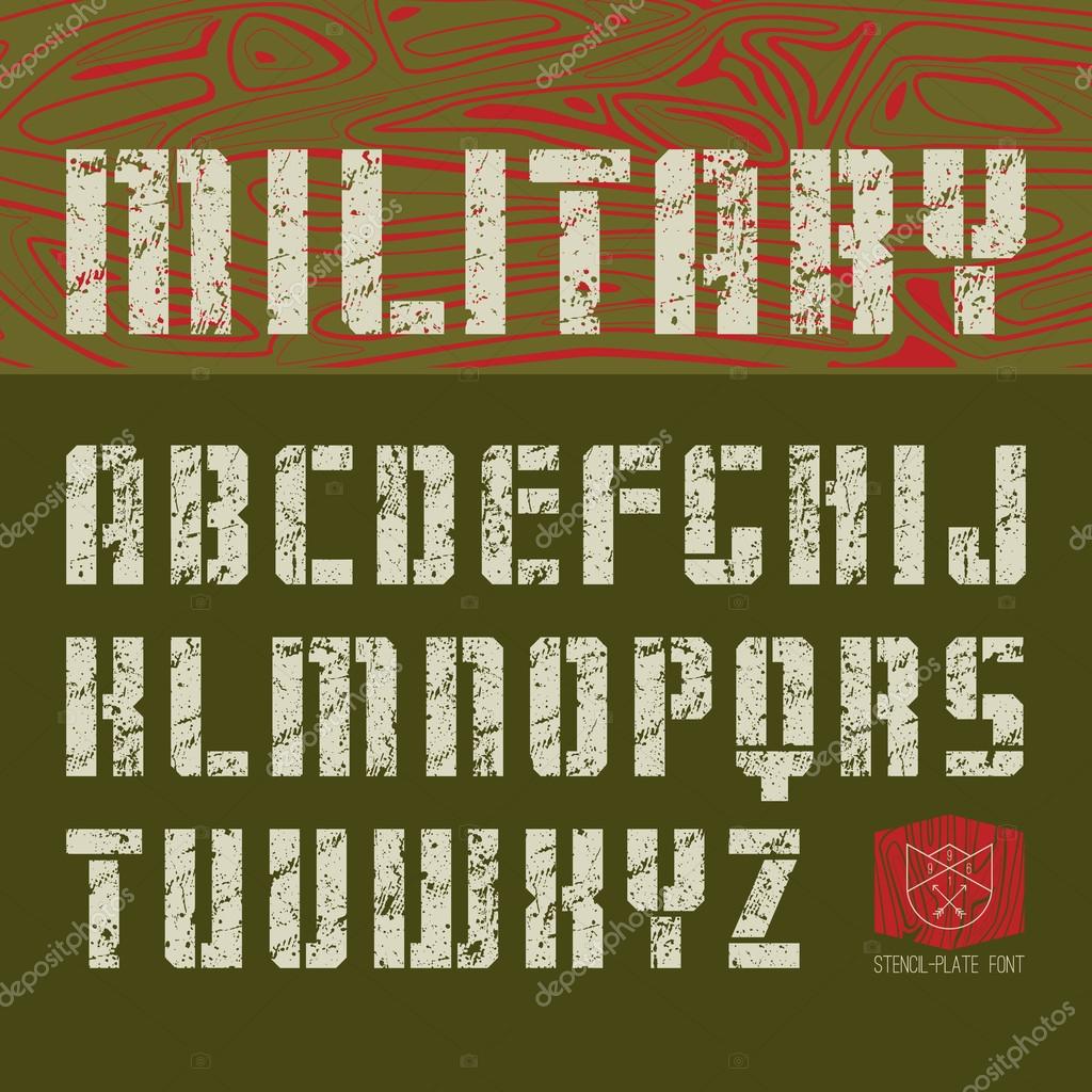 Polices Stencil-plate sans serif military image vectorielle par ... Polices Stencil-plate sans serif military image vectorielle par ...