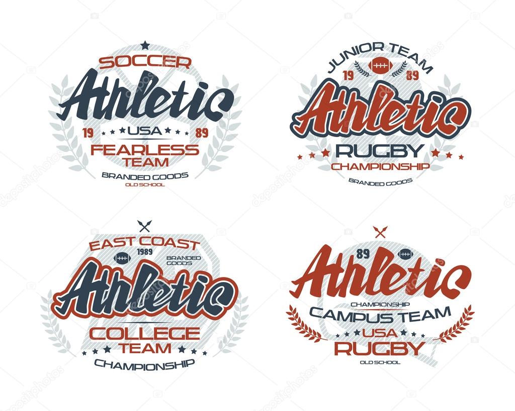 College rugby team emblems — Stock Vector © Neuevector #76445679