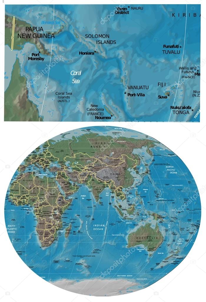 Papua New Guinea Pacific Islands and Asia Oceania map — Stock Vector ...