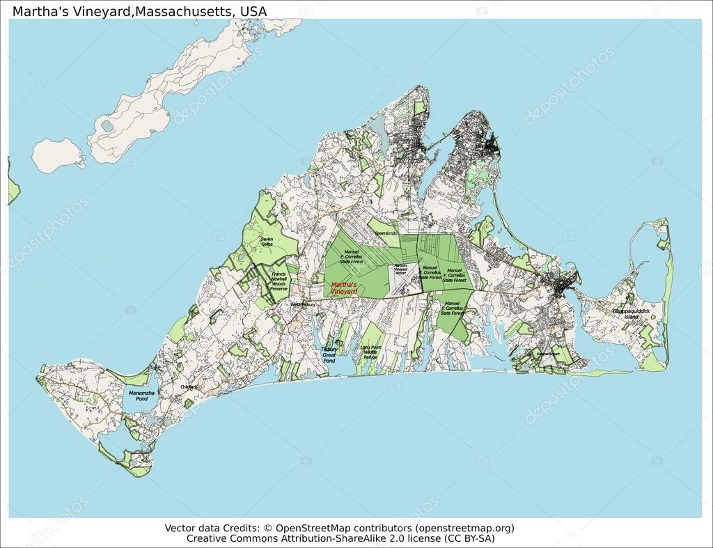 Martha 's Vineyard Massachusetts mapa de la isla de Estados Unidos 2024