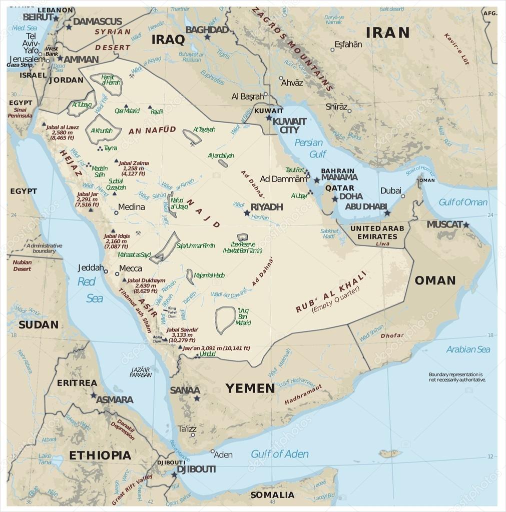 physiographic map of saudi arabia