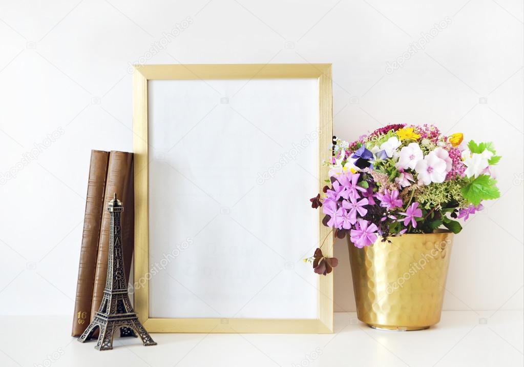 Frame, books and vase — Stock Photo © shatenka07 #109483678