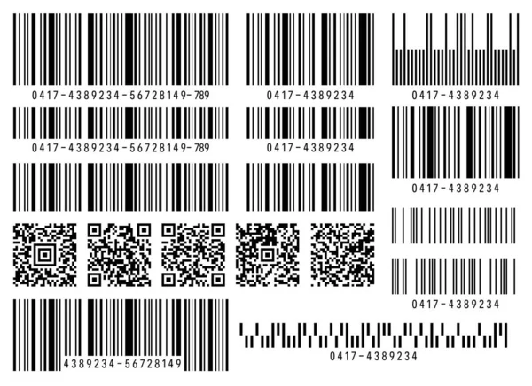 Barcode. QR code template. Scan striped code for digital identification. Vector bar code thin ...