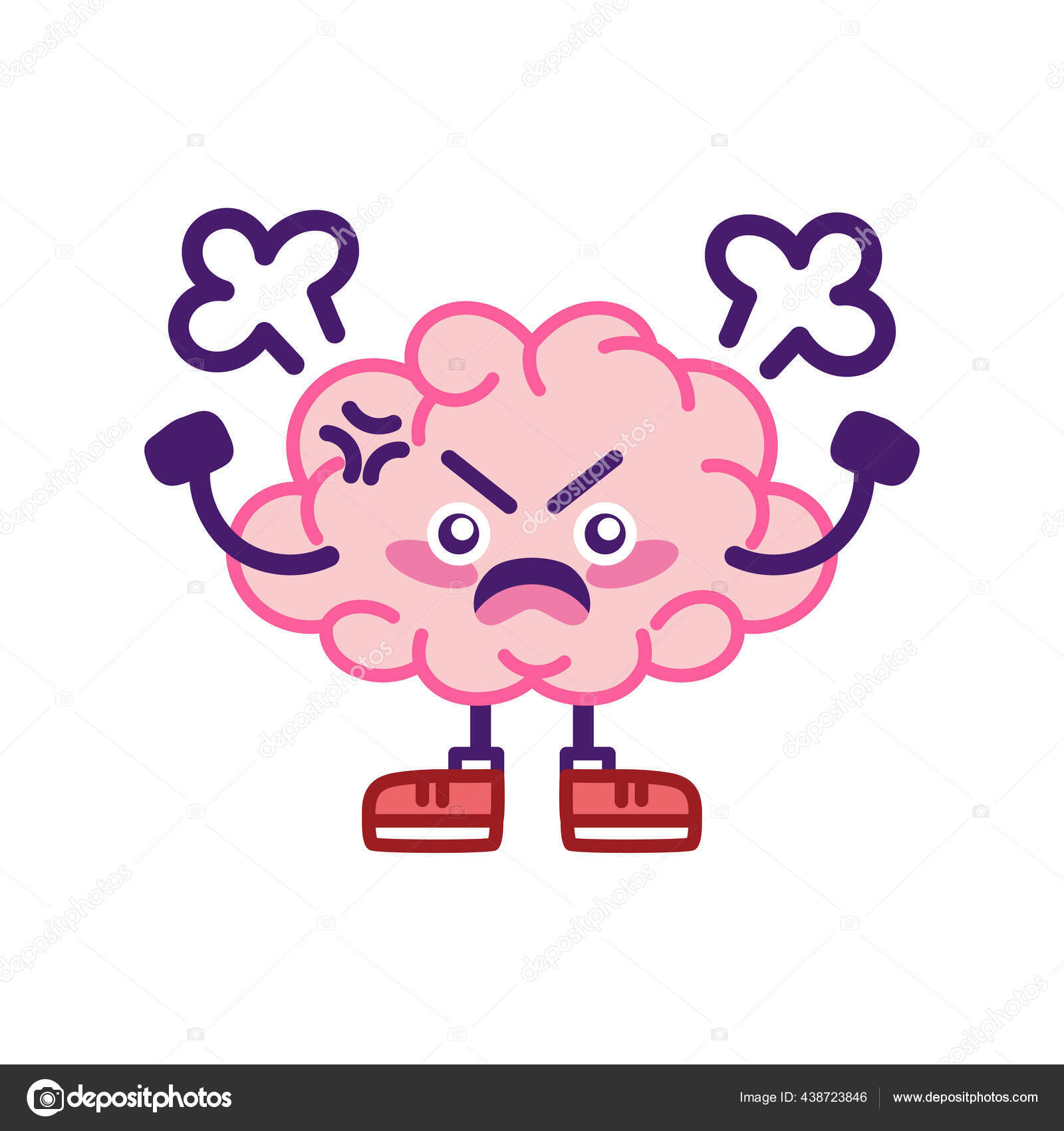 Isolated angry brain cartoon Stock Vector by ©Illustratiostock 438723846