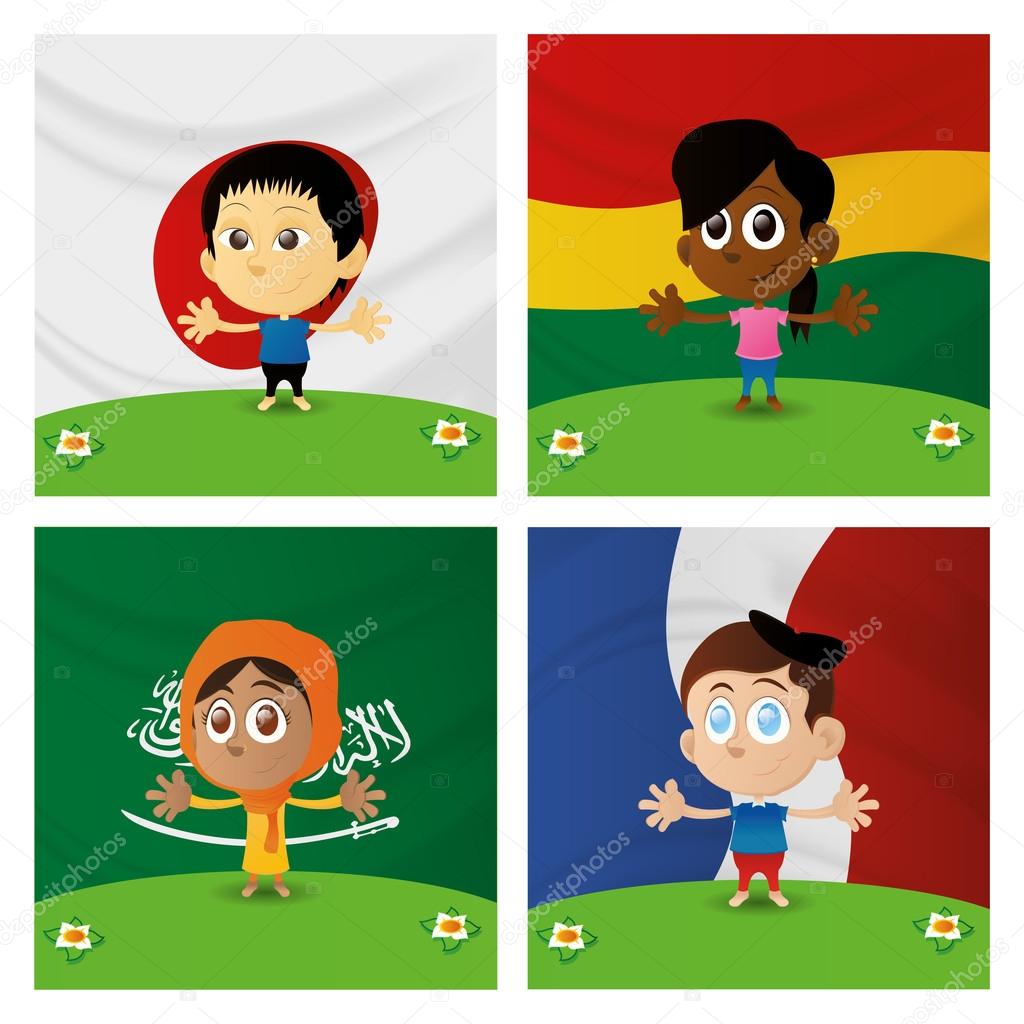 Kids and flags Stock Vector Image by ©Illustratiostock #62010651