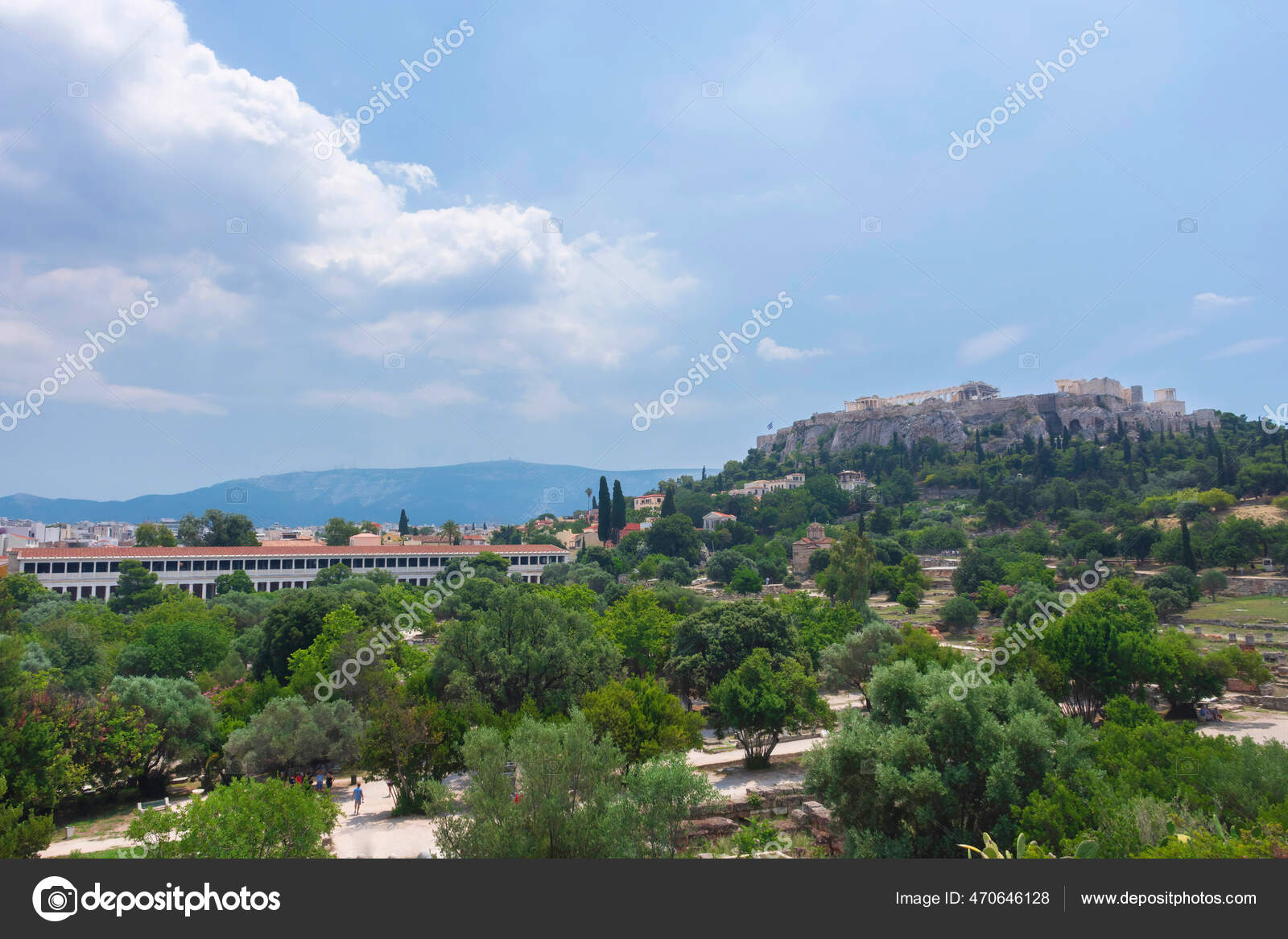 View Acropolis Athens Stoa Attalos Building Ancient Greek Ruins Famous ...