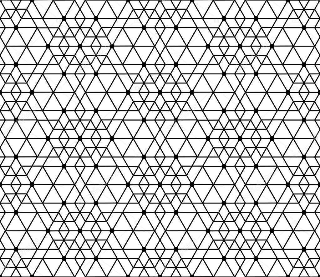 Black and white geometric seamless pattern with line, hexagon, t Stock ...