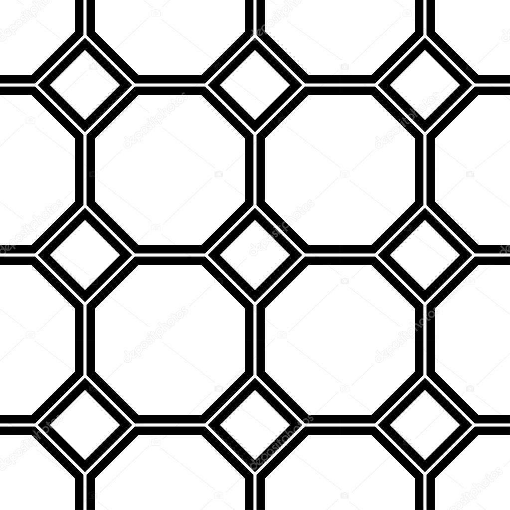 Black and white geometric seamless pattern with line, square and ...