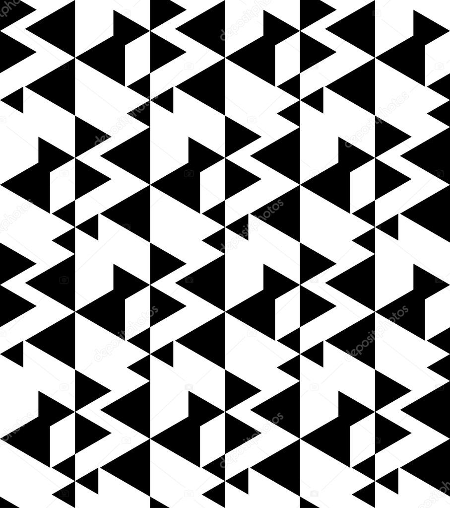 Black and white geometric seamless pattern with triangle, abstract ...