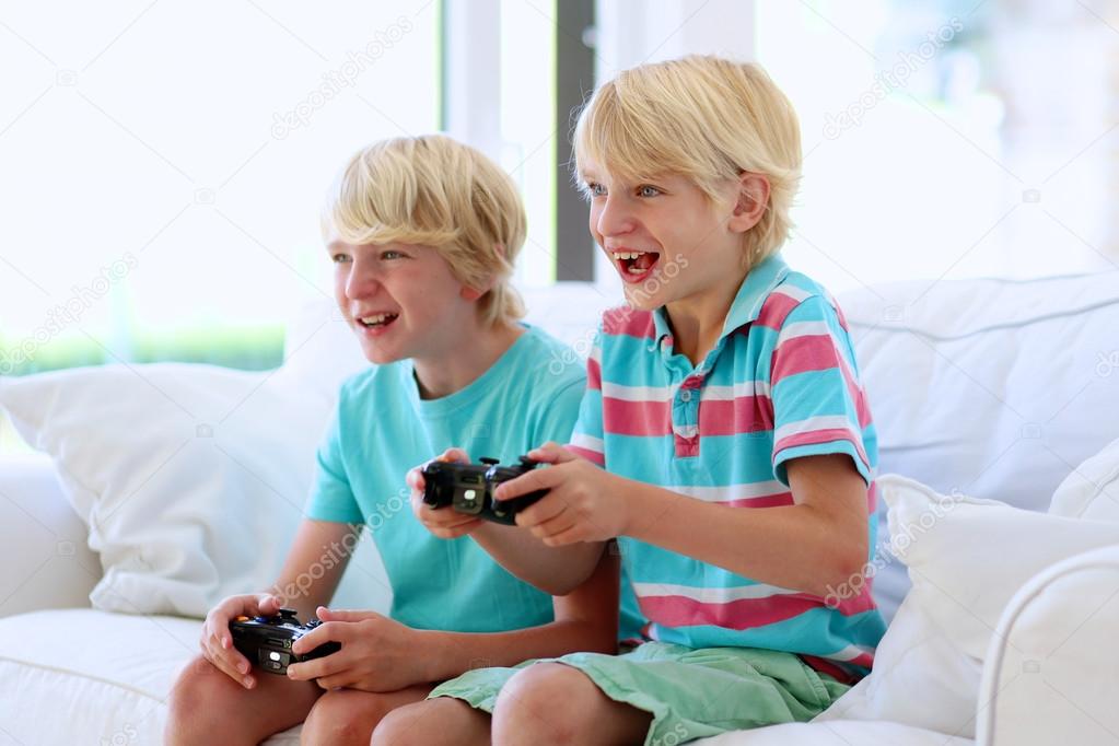 Two Boys Playing Video Games