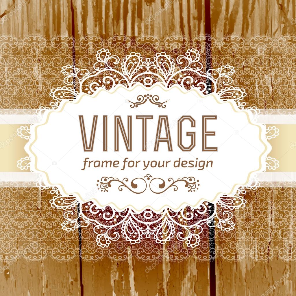 Vintage frame with wood texture — Stock Vector © milissa4like #77306338