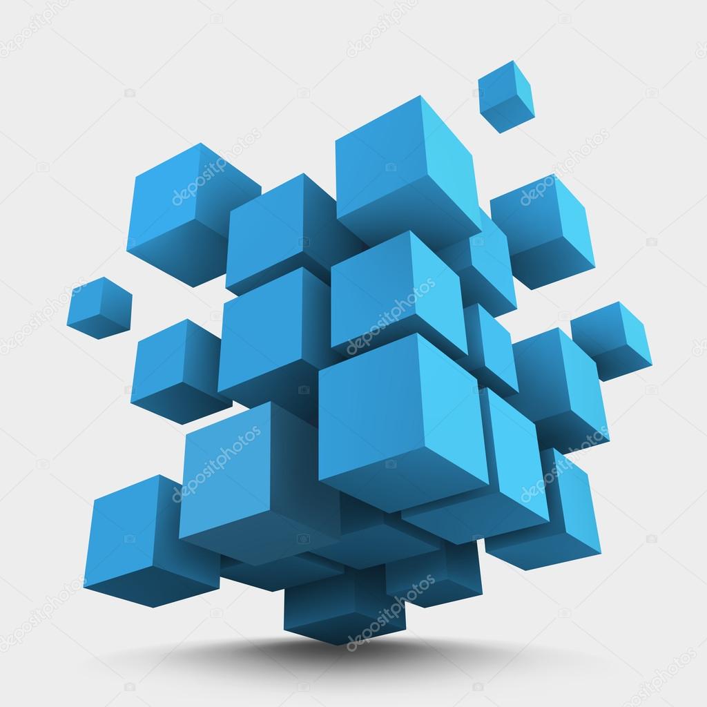 Composition of blue 3d cubes. — Stock Vector © valex113 #75332533 Composition of blue 3d cubes. — Stock Vector © valex113 #75332533