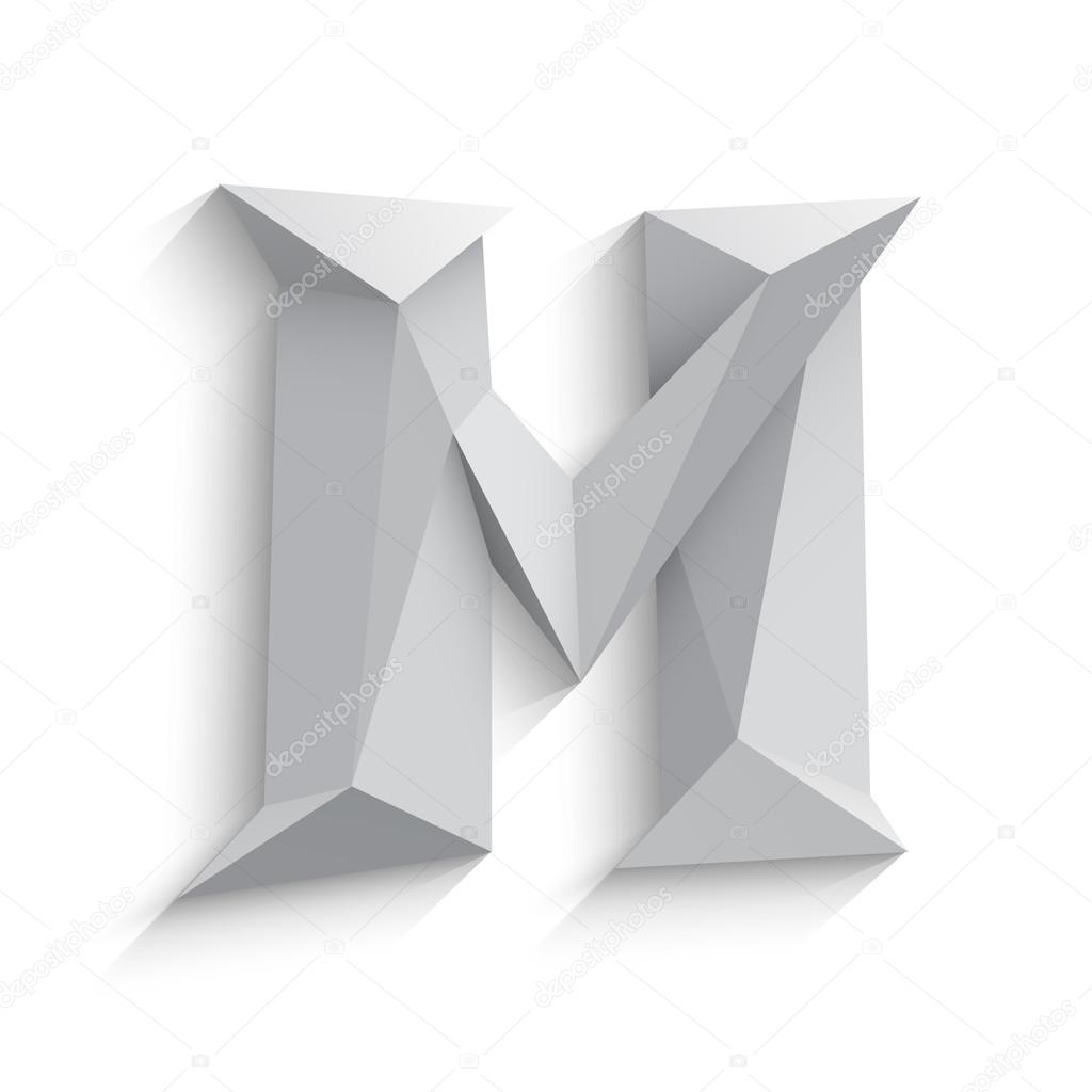 Vector illustration of 3d letter M on white background. ⬇ Vector Image ...