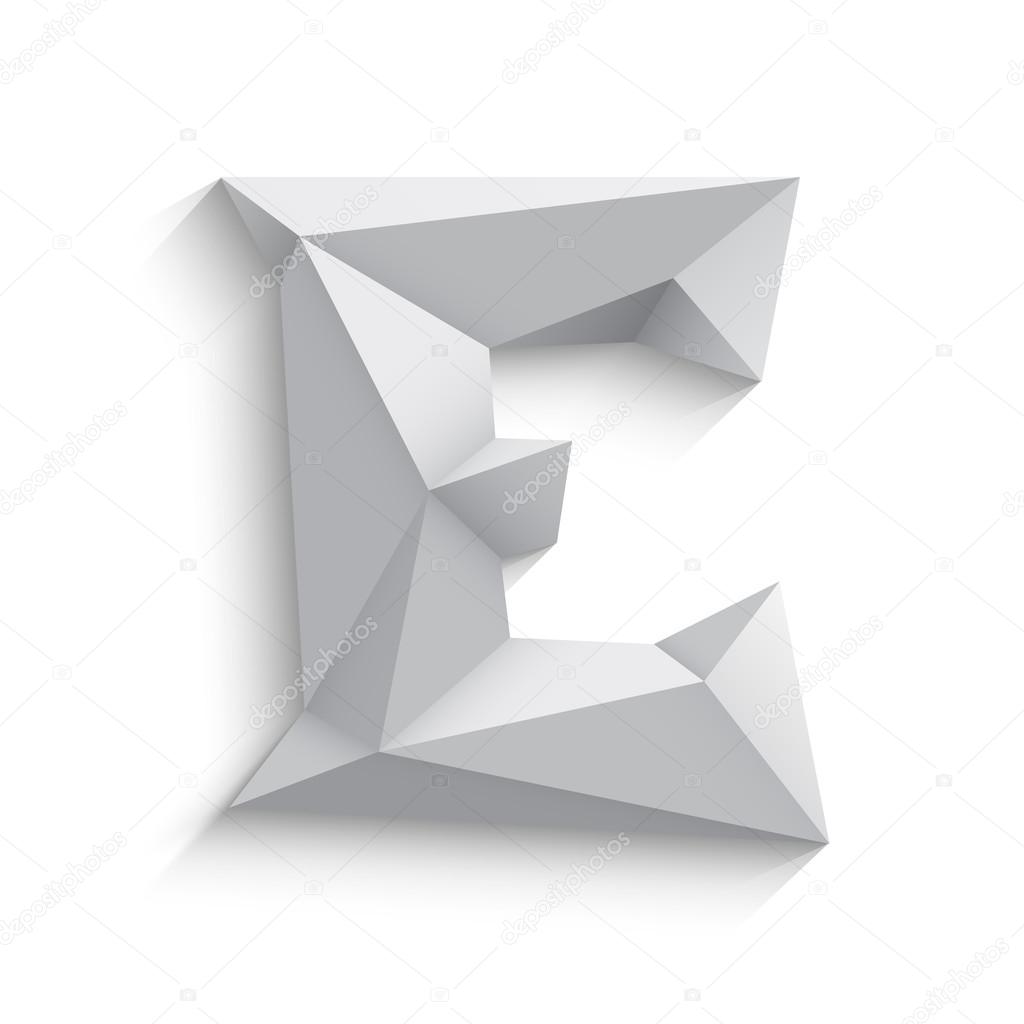 Ilustración vectorial de la letra E 3d sobre fondo blanco. 2022