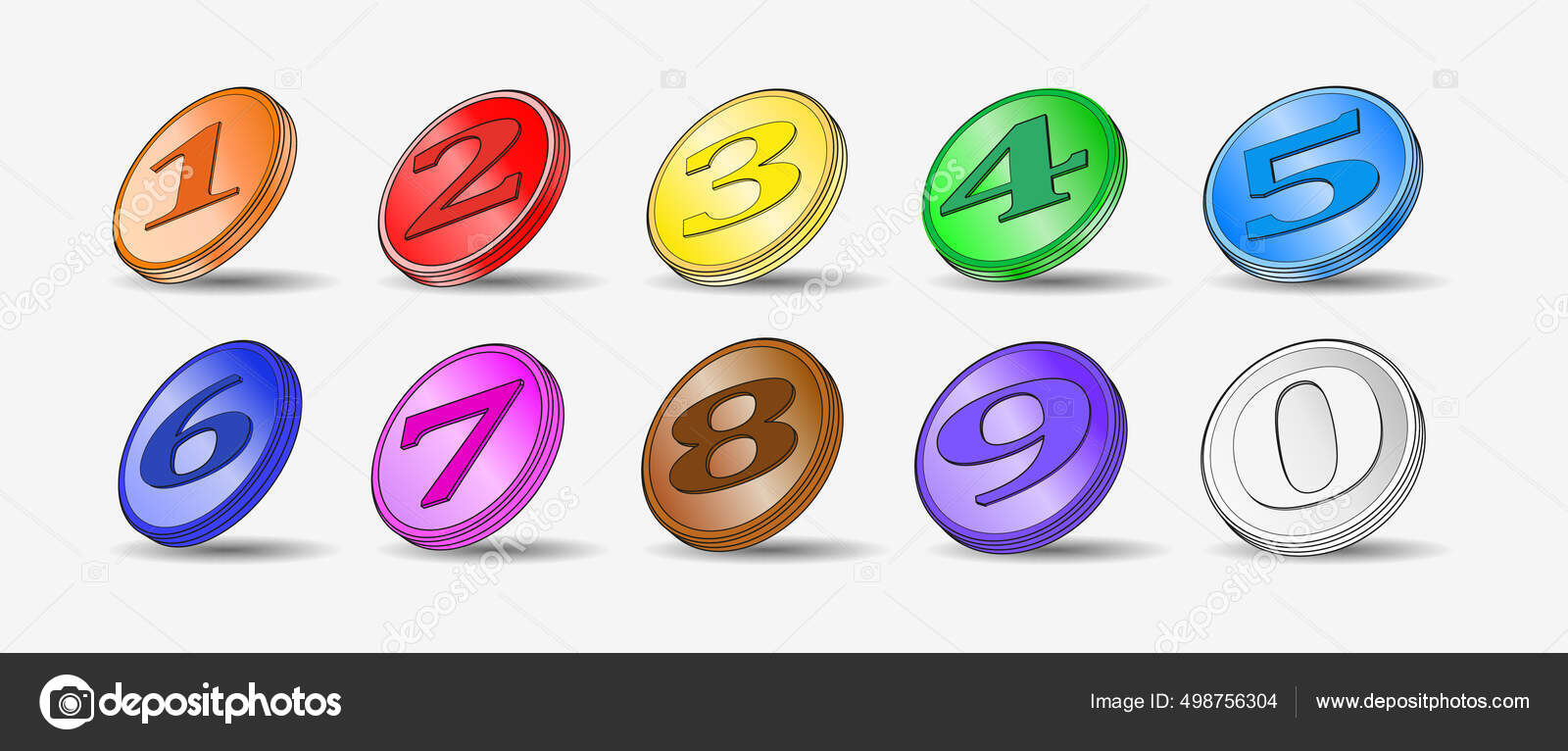 Set Ten Multi Color Coins Medal Coins Badge Point Vector Stock Vector ...