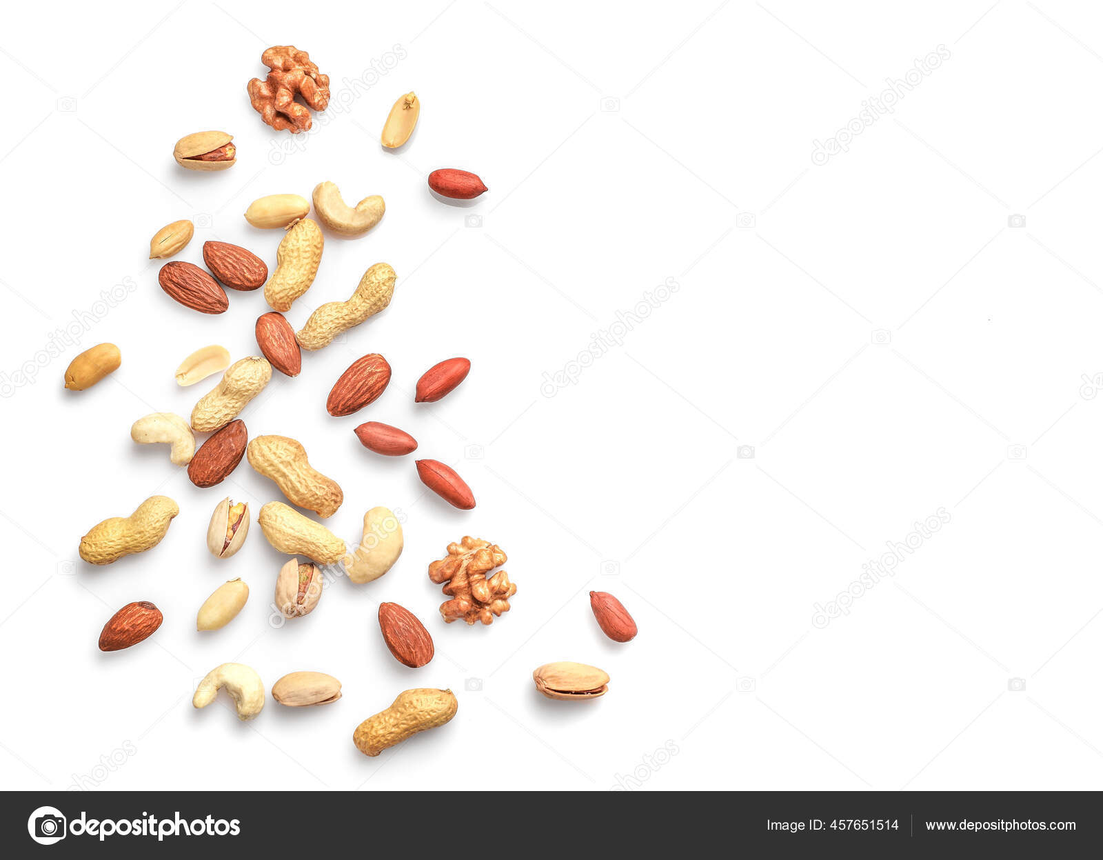 Mixed Nuts Isolated White Background Top View Copy Space Stock Photo by ...