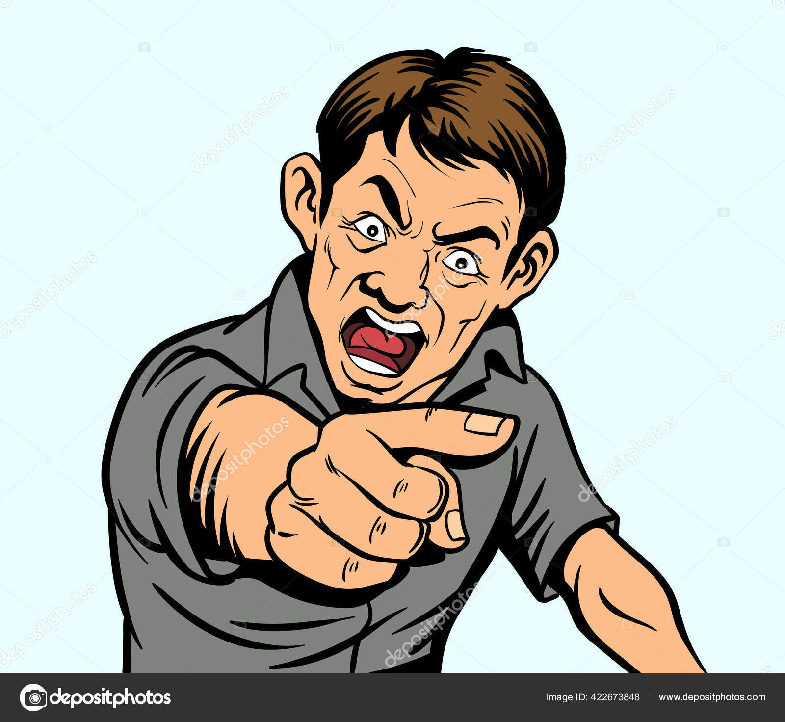 Man Angry Pointing His Finger Hand Drawn Style Vector Design Stock ...