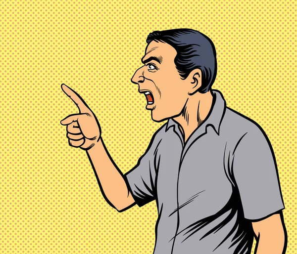 Man Angry Pointing His Finger Hand Drawn Style Vector Design Stock ...