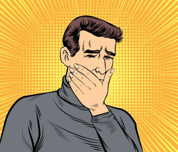 Man Panicked Frightened Shocked Pop Art Retro Hand Drawn Style Stock ...