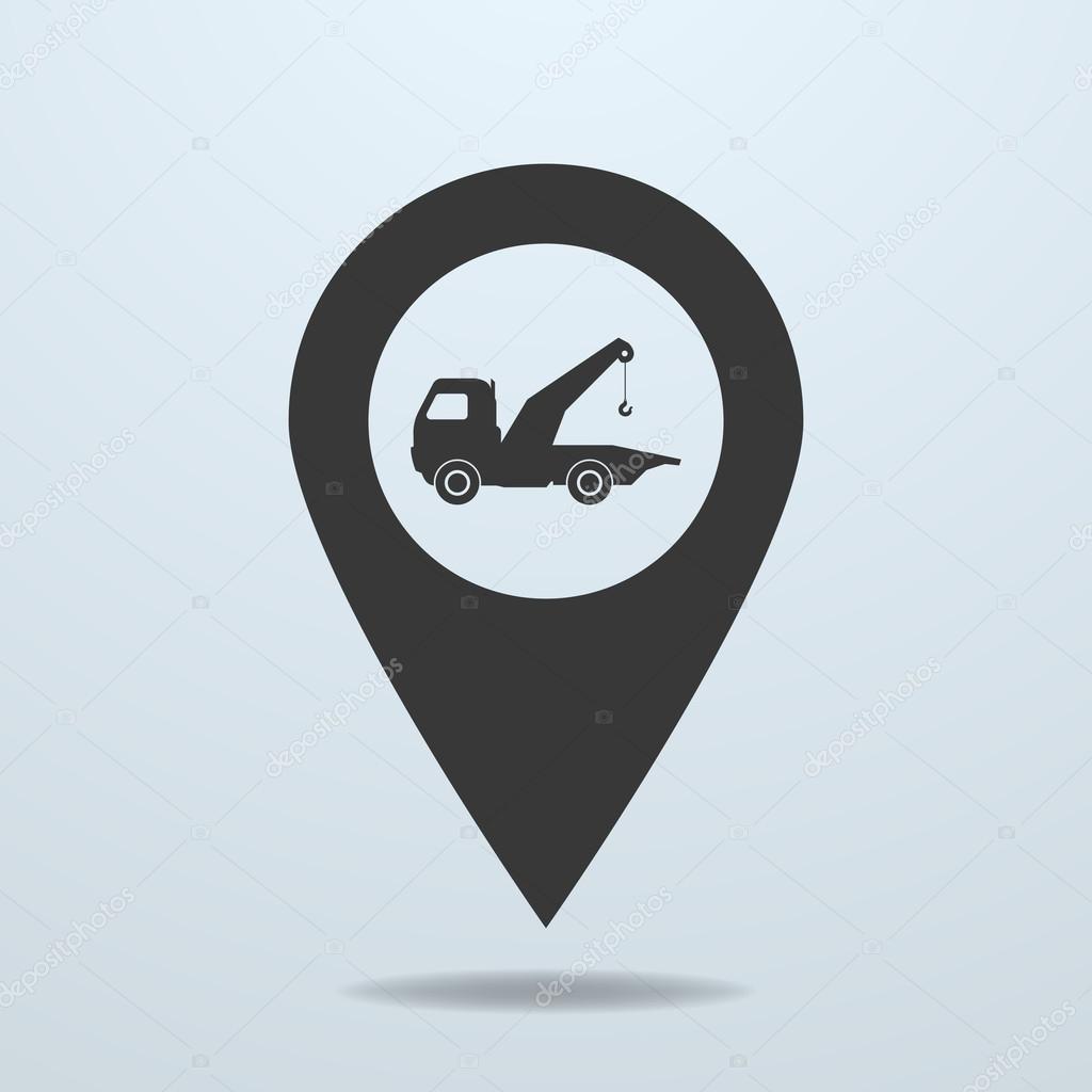 Map pointer with a wrecker symbol — Stock Vector © -panya- #73624621