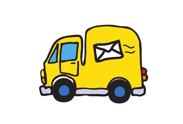 Eenvoudige vector van post auto auto met mail-symbool — Stockvector ...