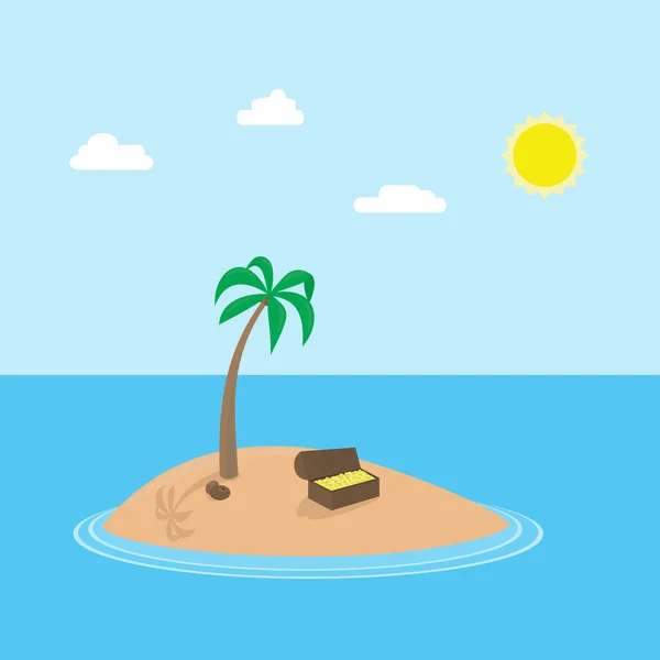 Vector escena de dibujos animados de exótica isla de vacaciones con ...