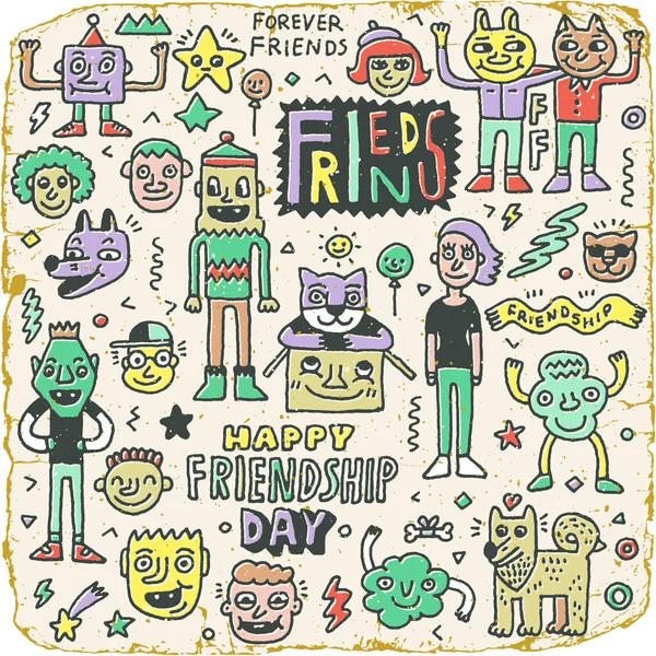 Friendship doodle | Happy friendship day doodle set — Stock Vector ...