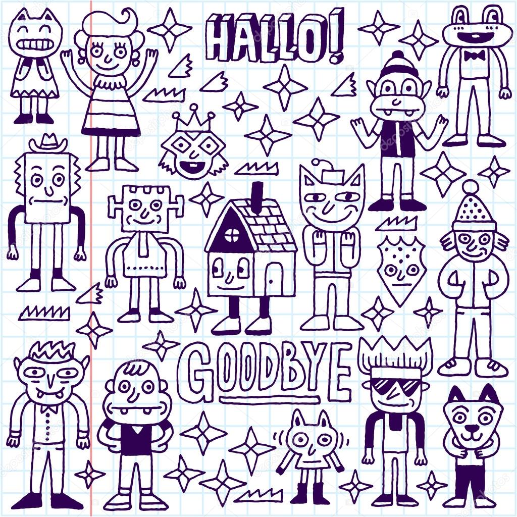 Funny Wacky Doodle Characters Stock Vector Image by ©Sashatigar #109122826