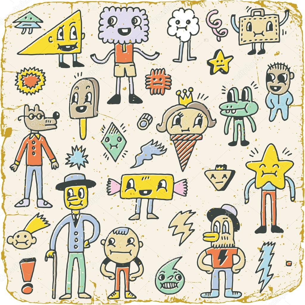 Funny Wacky Doodle Characters Stock Vector Image by ©Sashatigar #109127696
