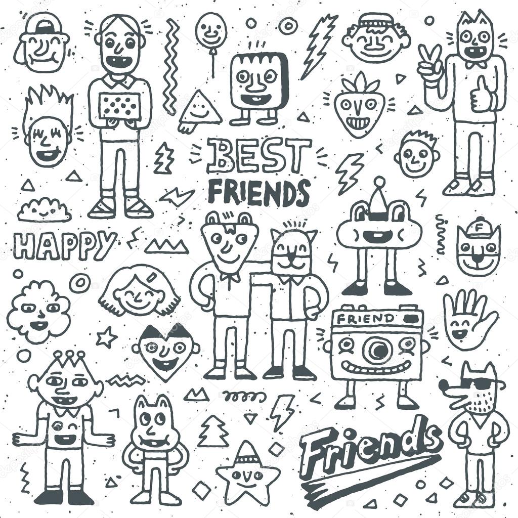 Bonne amitié jour doodle ensemble image vectorielle par Sashatigar ...