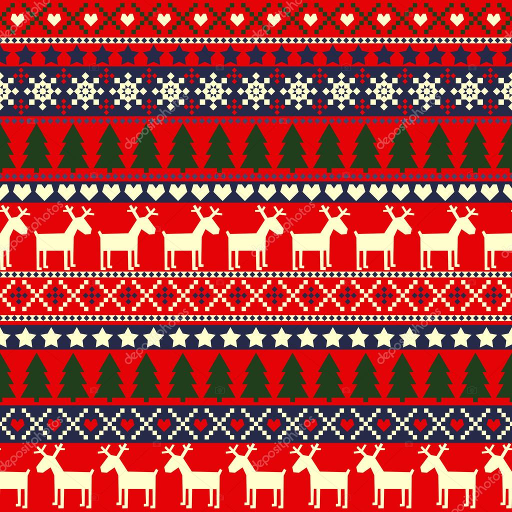 Christmas traditional ornamental knitted pattern — Stock Vector © in ...