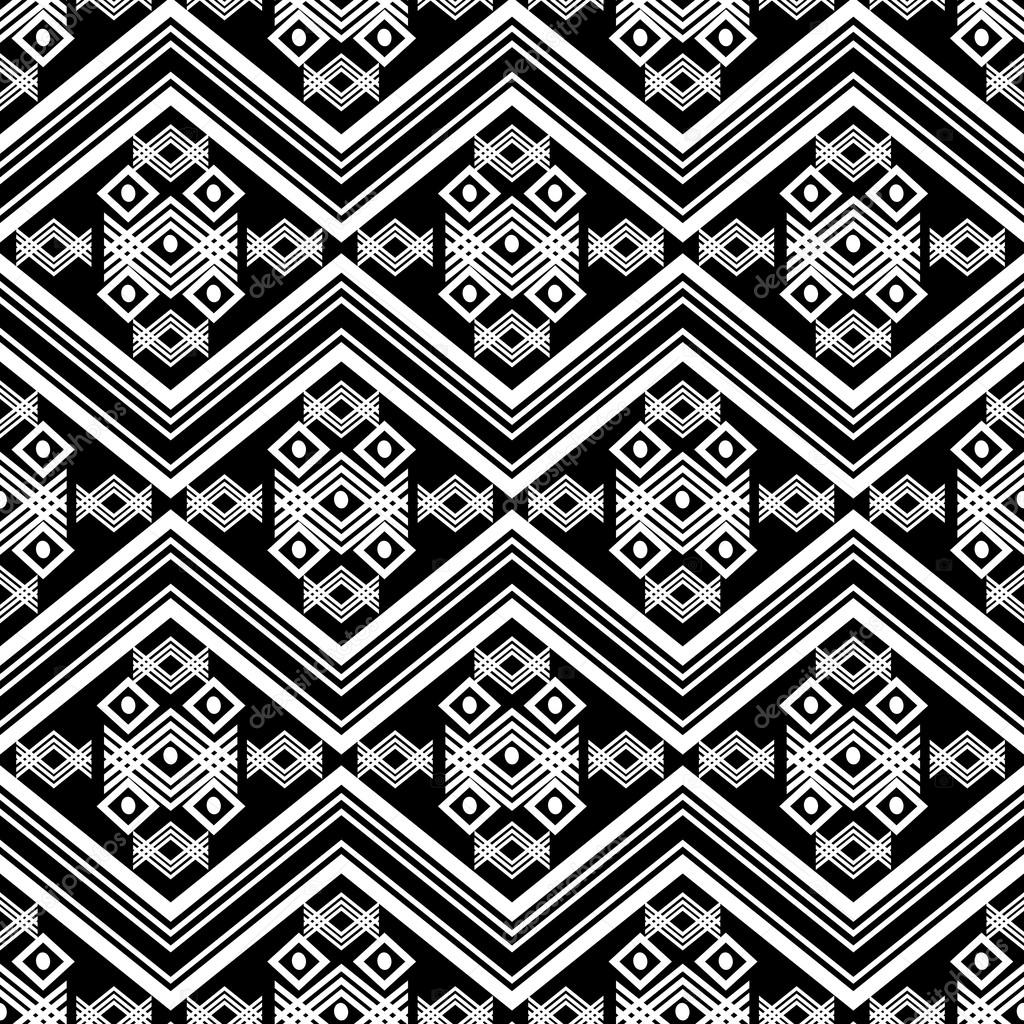 Black and white ethnic tribal seamless pattern. aztec geometric print ...