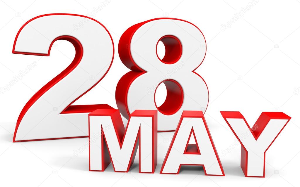 28 de mayo. 3d texto sobre fondo blanco . — Foto de stock #100713044 ...