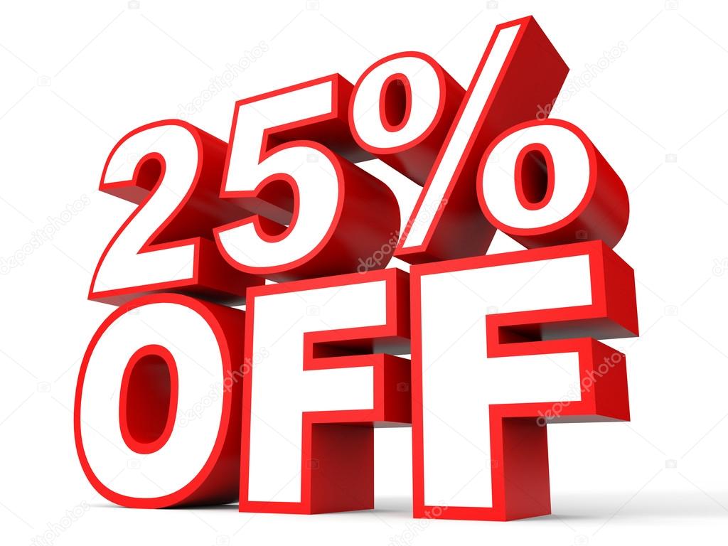 Discount 25 percent off. 3D illustration on white background. Stock ...