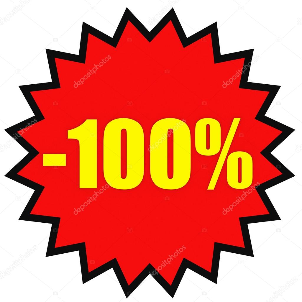 Descuento del 100%. Ilustración 3D sobre fondo blanco. 2023