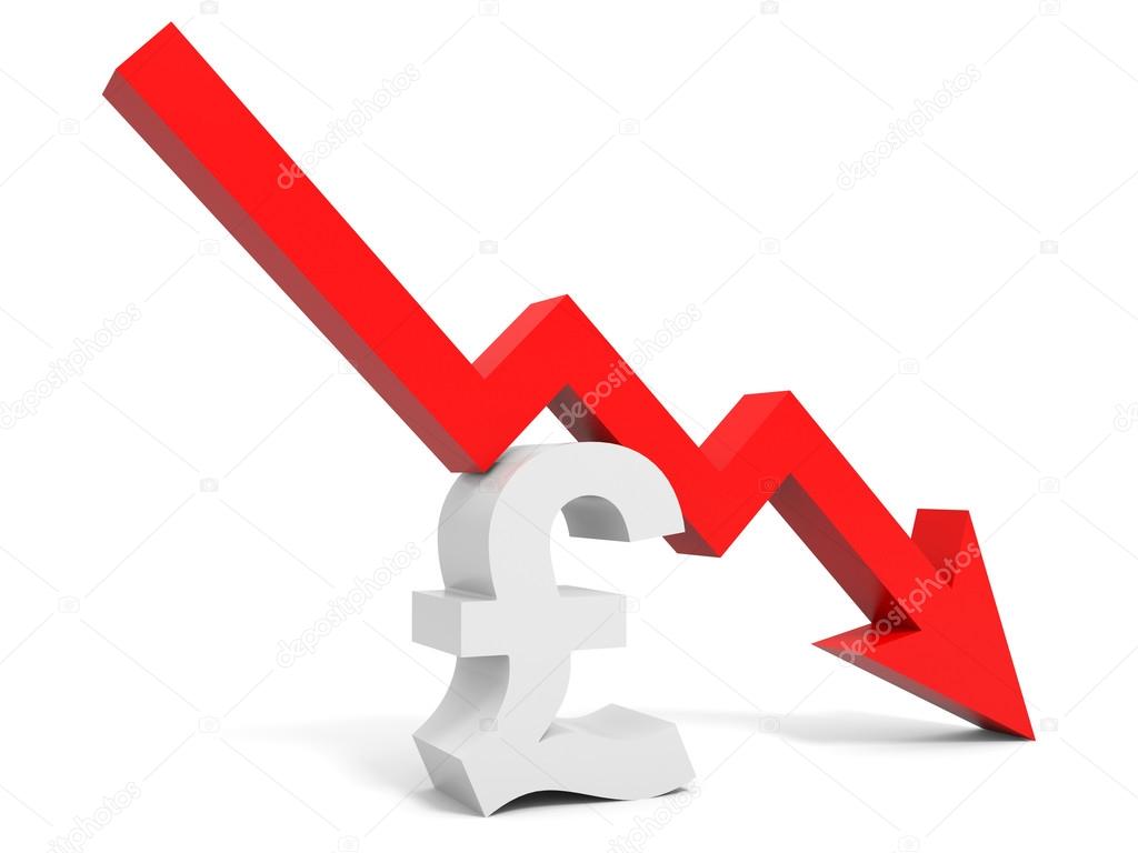 Graph down pound sign arrow. — Stock Photo © iCreative3D #69551127