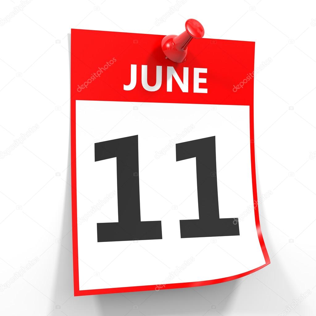 11 june calendar sheet with red pin. — Stock Photo © iCreative3D #89667642