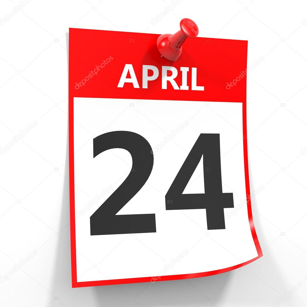 24 april calendar sheet with red pin. Stock Photo by ©iCreative3D 89669588